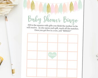 Pink and Gold Baby Shower Bingo Game Baby Bingo Baby Shower | Etsy
