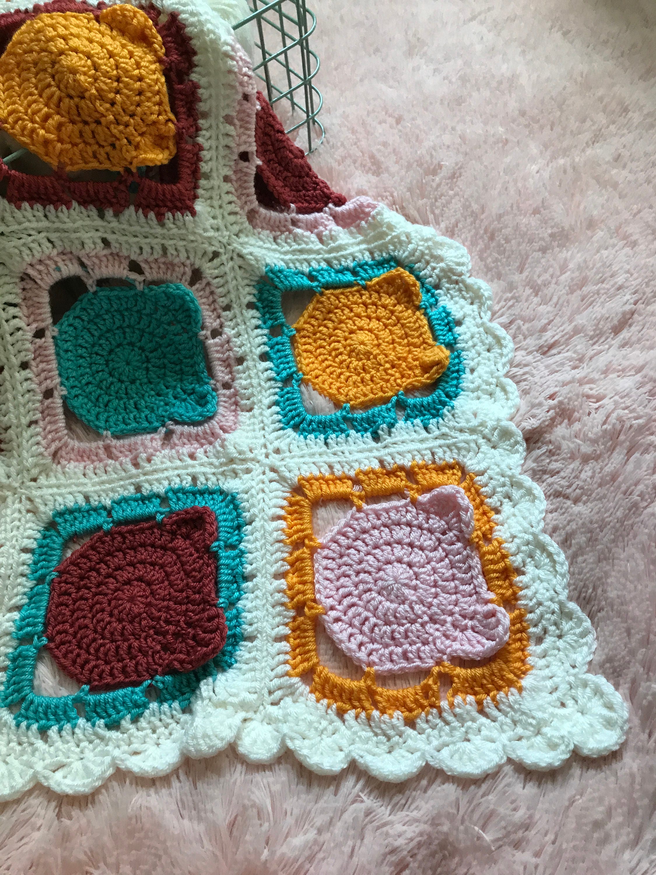 Crochet Cat Blanket Crochet Baby Blanket Crochet Granny | Etsy