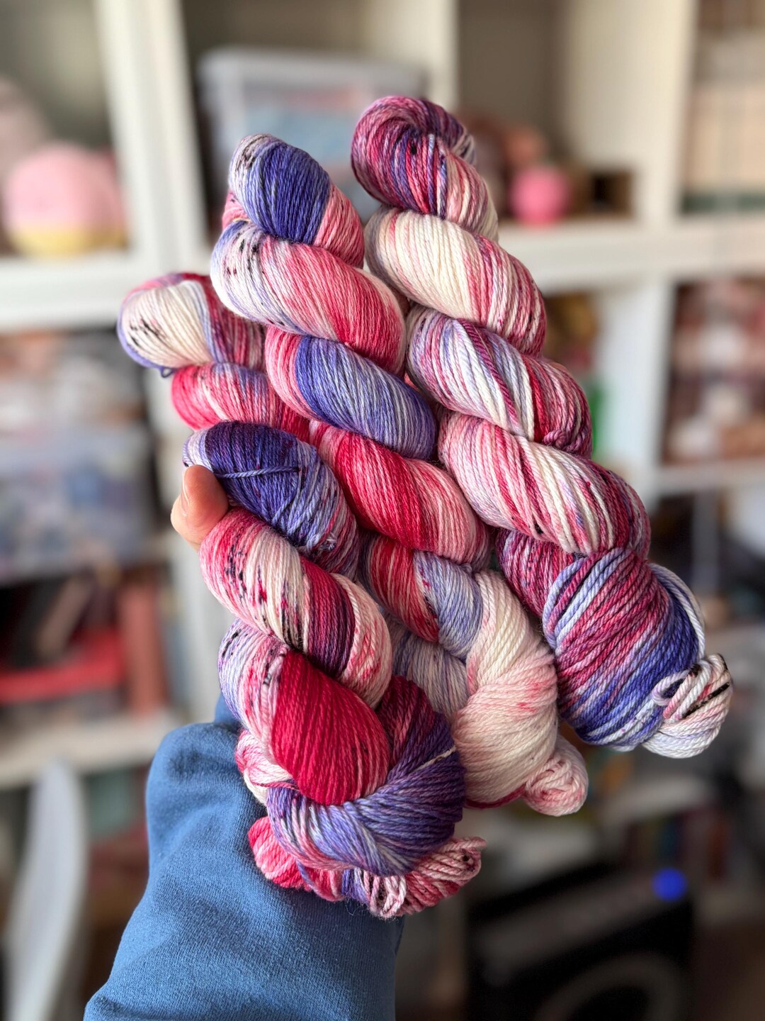 Hand Dyed Yarn, Indigo and Berry Red Variegated Yarn, Fire Priestess ...