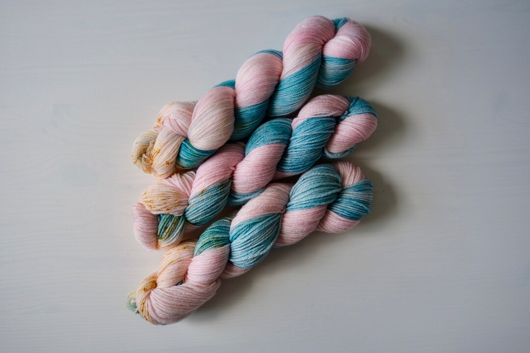 Hand Dyed Yarn, Pink and Blue Variegated Yarn, DK, OOAK - Etsy