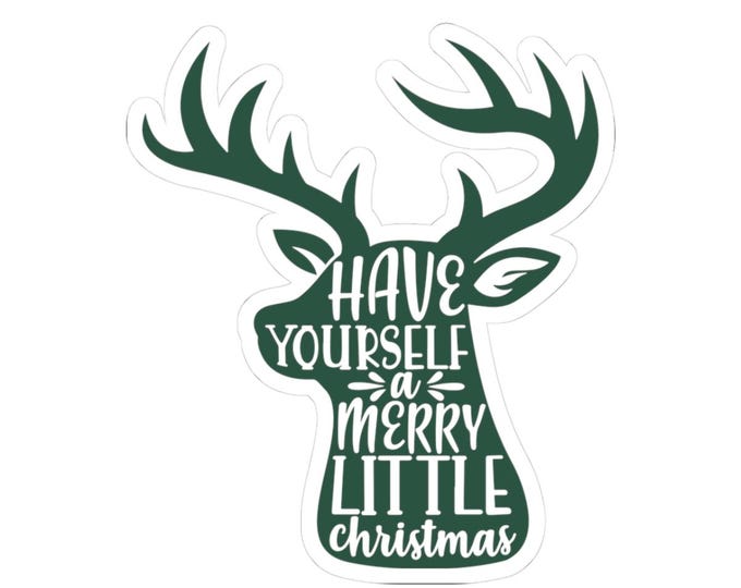 Happy Holidays Sticker, Digital Download, Cute Reindeer, Festive ...