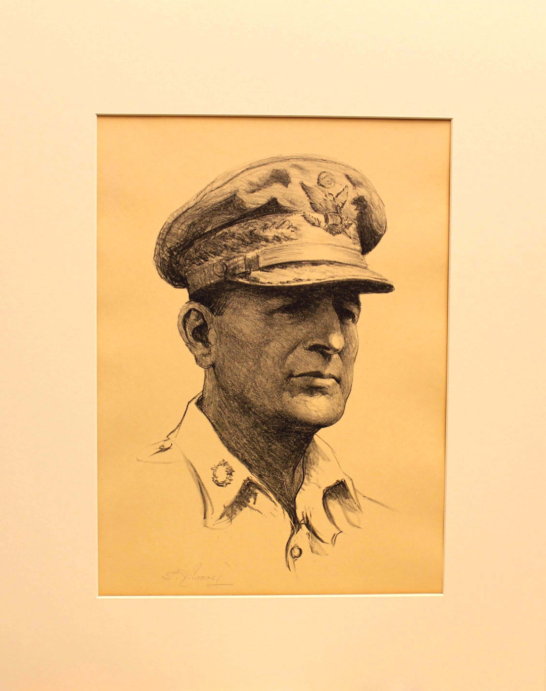 Portrait Gen. Douglas Macarthur, Original Lithograph, Signed by Artist ...