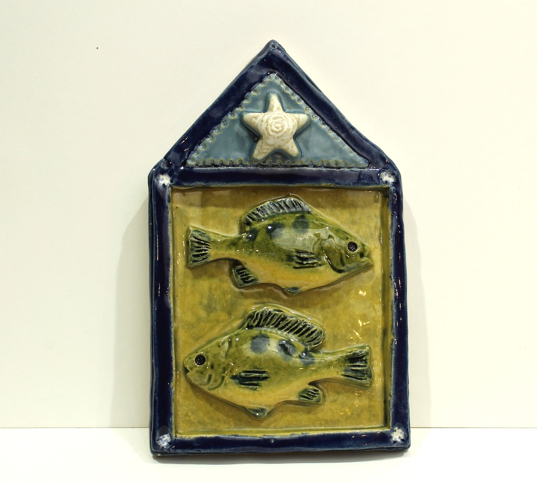 Handmade Pottery Fish, Nautical, Wall Plaque, Great Color and ...
