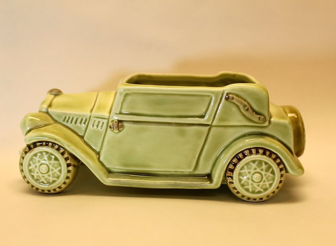Vintage Relpo, Ceramic, Antique Car Planter, 7 Inches, Green - Etsy