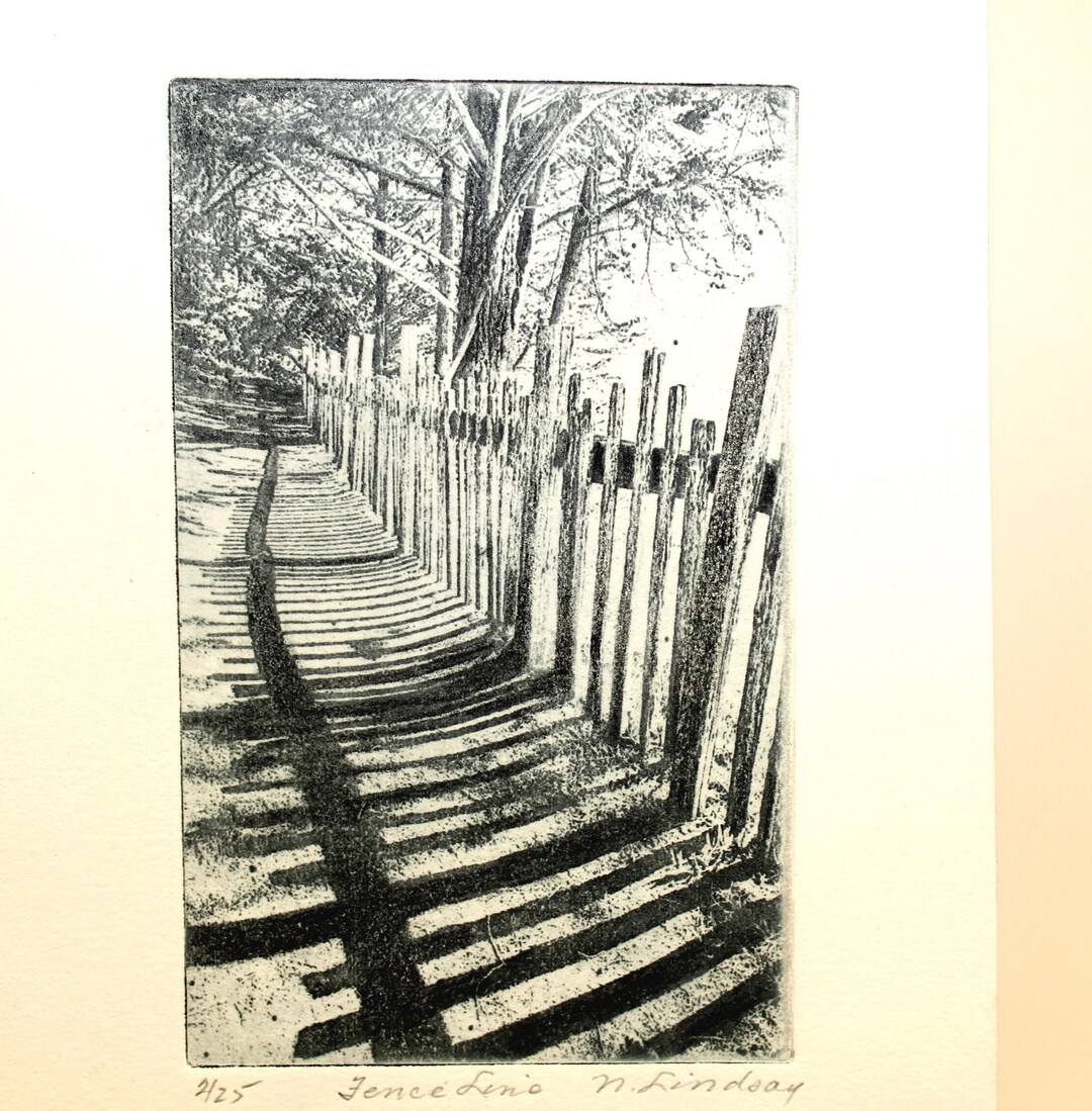 Original Etching Titled Fence Line, Artist Signed - Etsy