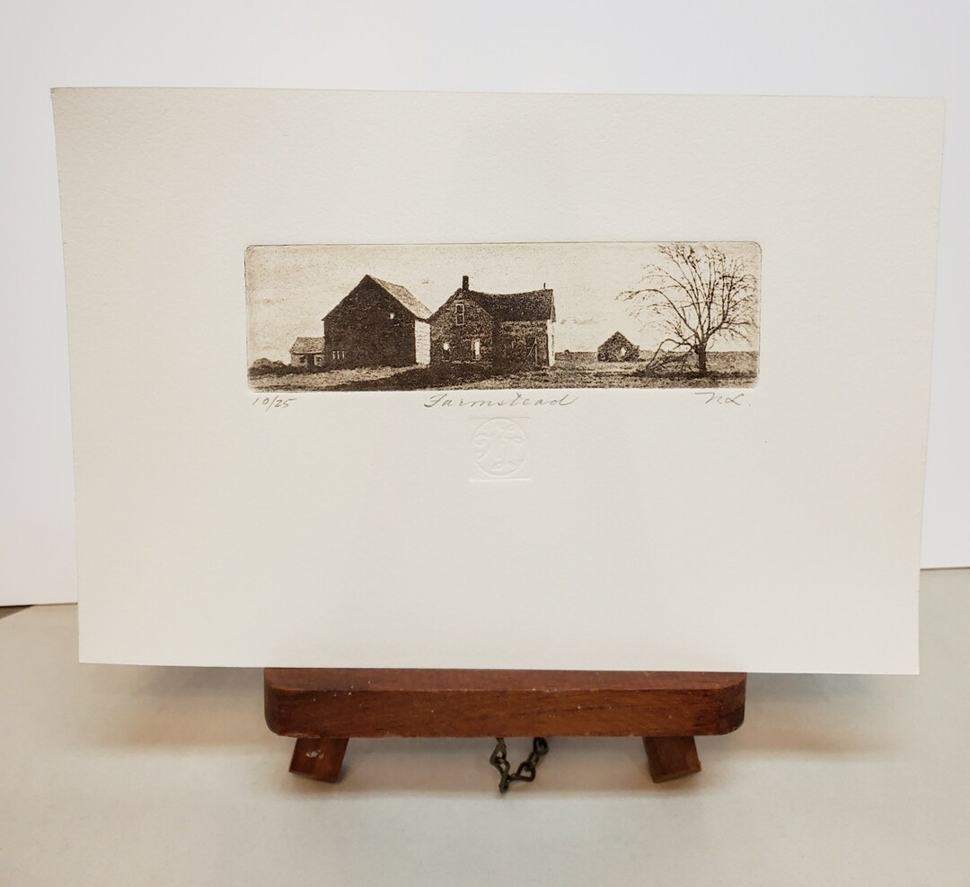 Original Etching Titled farmstead Signed by Artist - Etsy