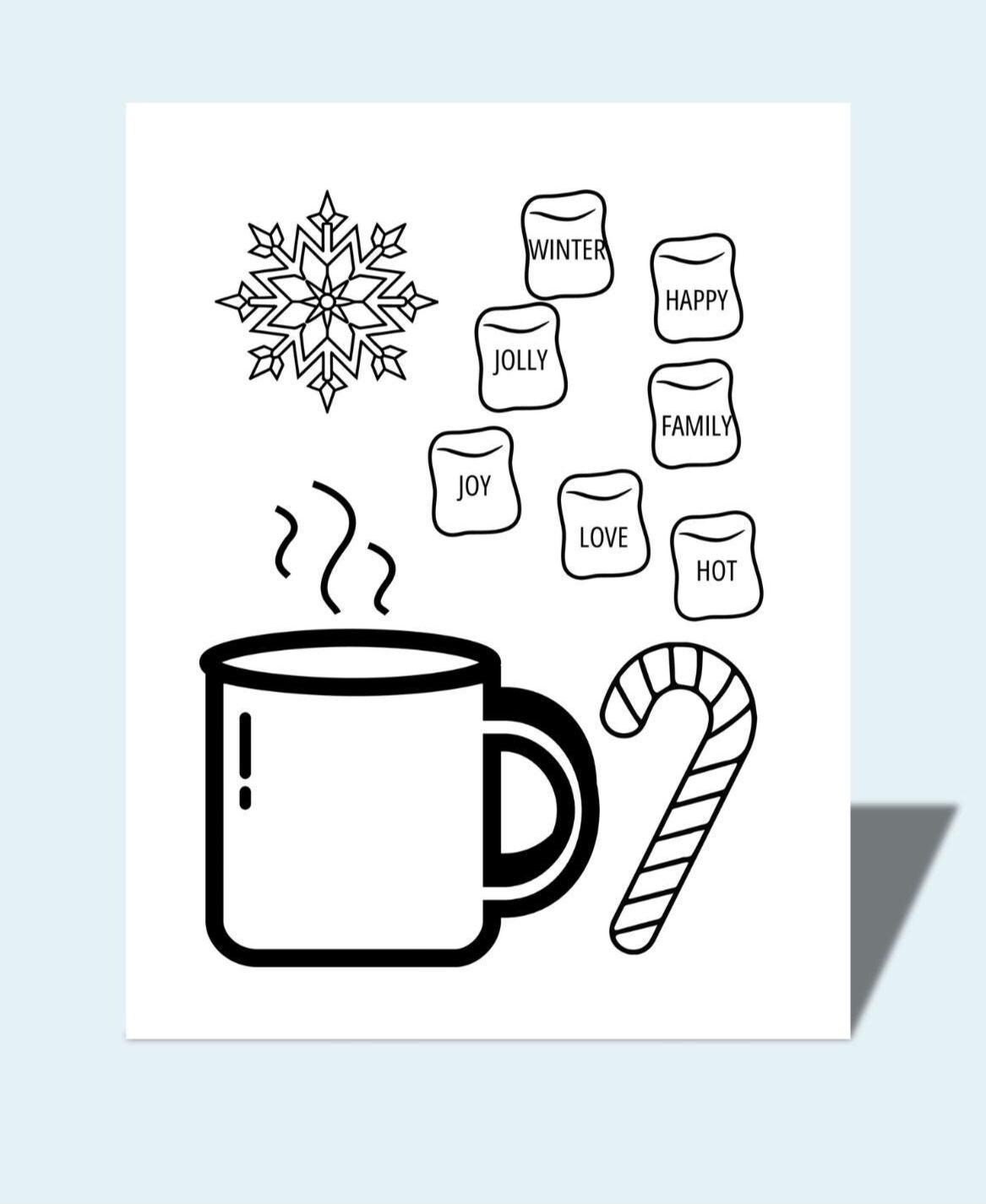 Hot Cocoa Mug Craft | Winter Cut and Paste Activity (PDF Pattern - Etsy