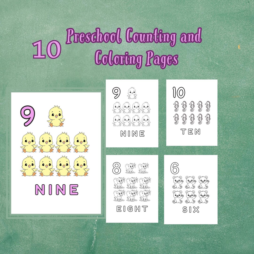 Preschool Counting Coloring Pages 1-10 – Toddler Learning Printable ...