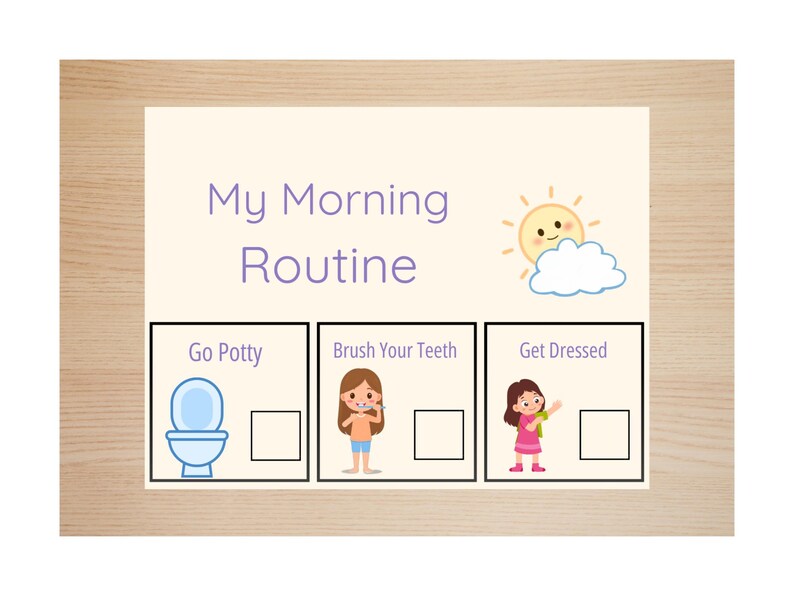 Morning Routine Visual Schedule for Kids – Boy & Girl Versions ...