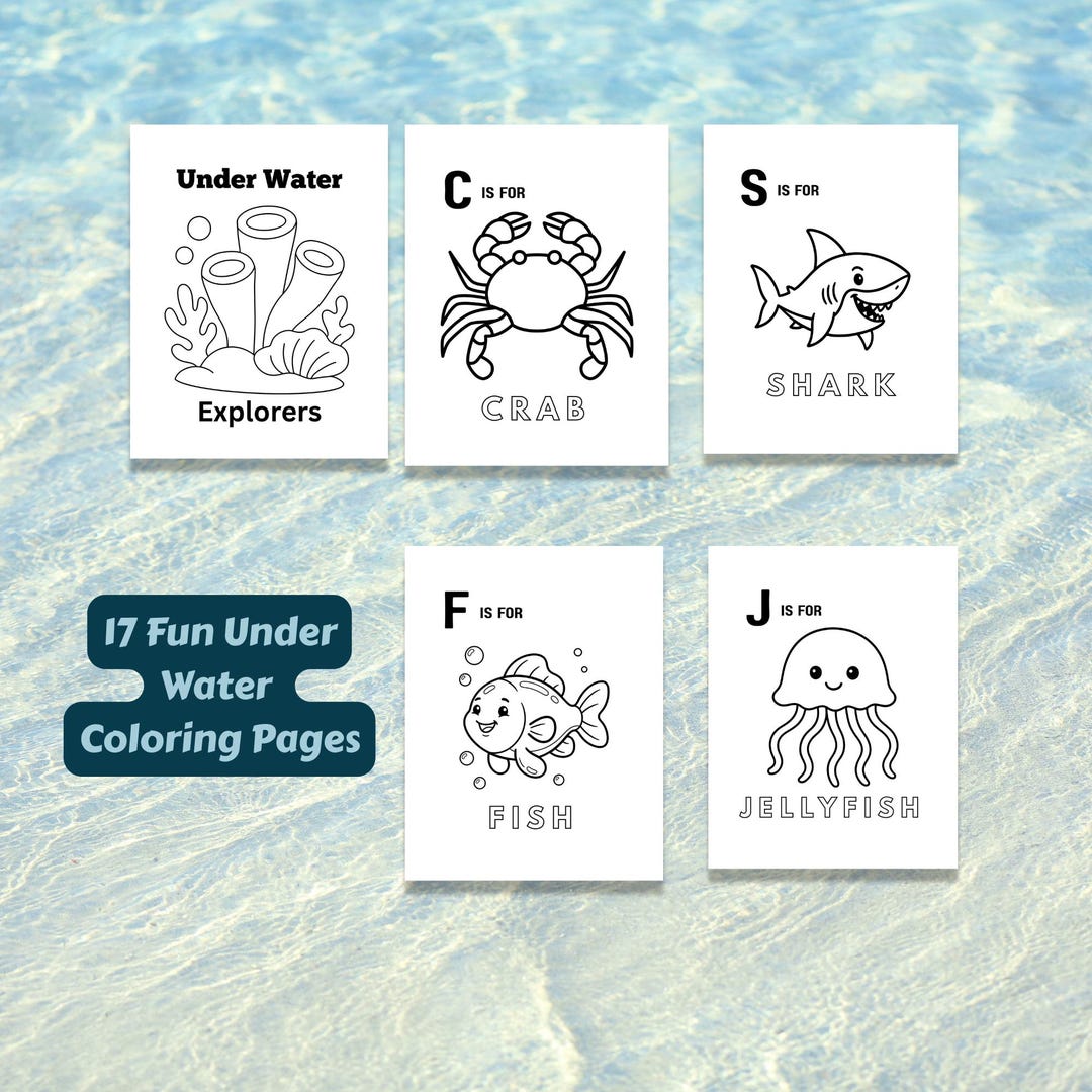 Ocean Alphabet Coloring Pages Printable | Underwater ABC Coloring Pack ...