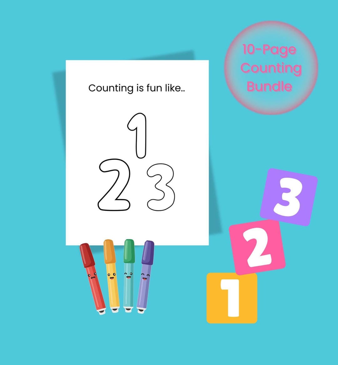 Count and Trace Numbers 1–10 | Pre-k Math Worksheets | Number Tracing ...