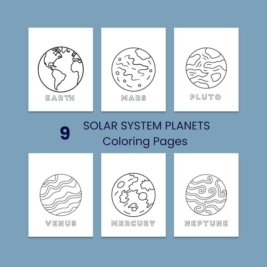10 Solar System Planet Coloring Pages for Kids - Space Printable Art - Etsy