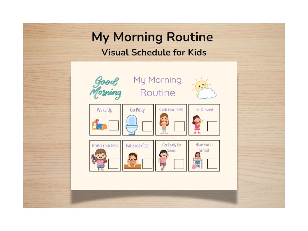 Morning Routine Visual Schedule for Kids – Boy & Girl Versions ...