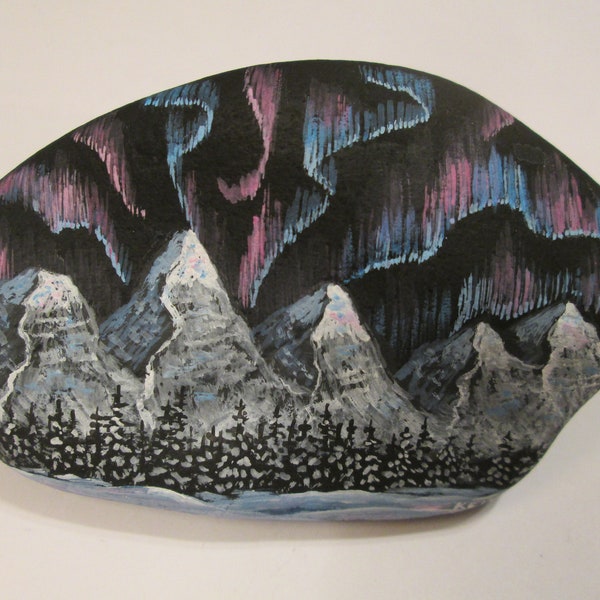 Painted Rock Art Northern Lights - Etsy