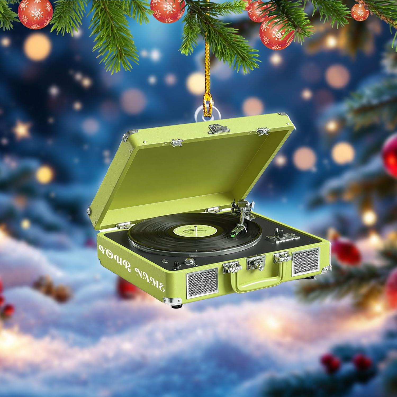 Personalized Vinyl Record Machine Acrylic Ornament, Custom Name Music ...