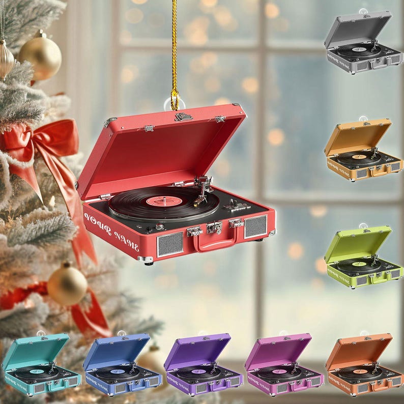 Personalized Vinyl Record Machine Acrylic Ornament, Custom Name Music ...