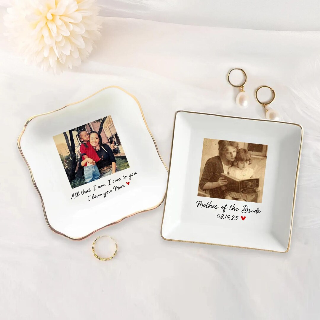 Personalized Photo Trinket Tray, Custom Ring Dish Jewelry Tray, Gift ...