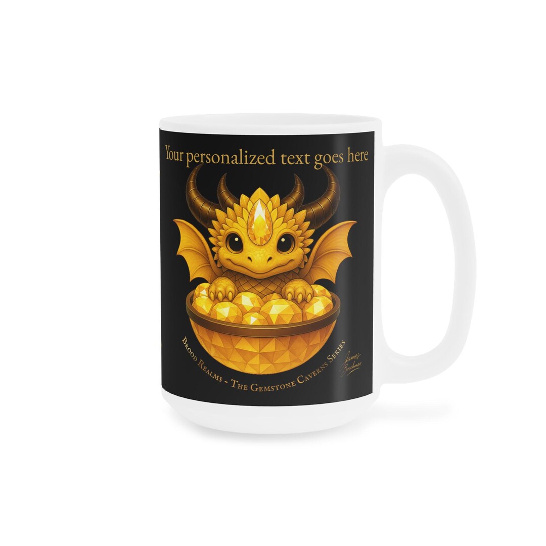 Citrine Dragon Mug - Gemstone Dragon Art - Personalized Fantasy Coffee ...