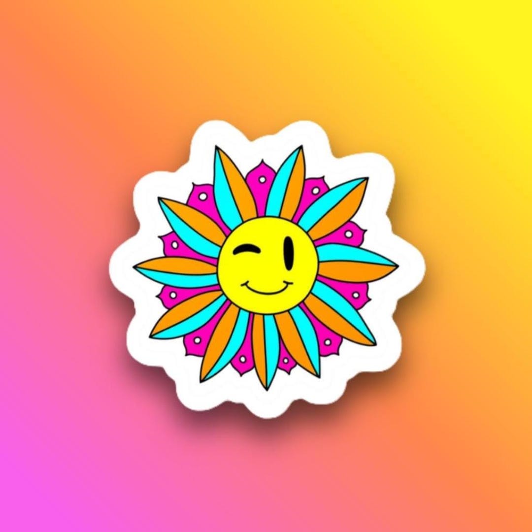 Winking Flower Vinyl Decal Sticker- Decal for Laptops, Water Bottles - Etsy