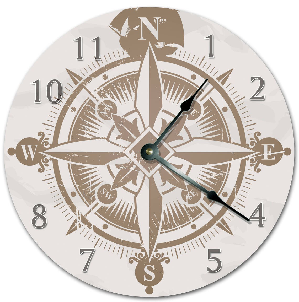 10.5 ELEGANT COMPASS ART Clock Living Room Clock | Etsy