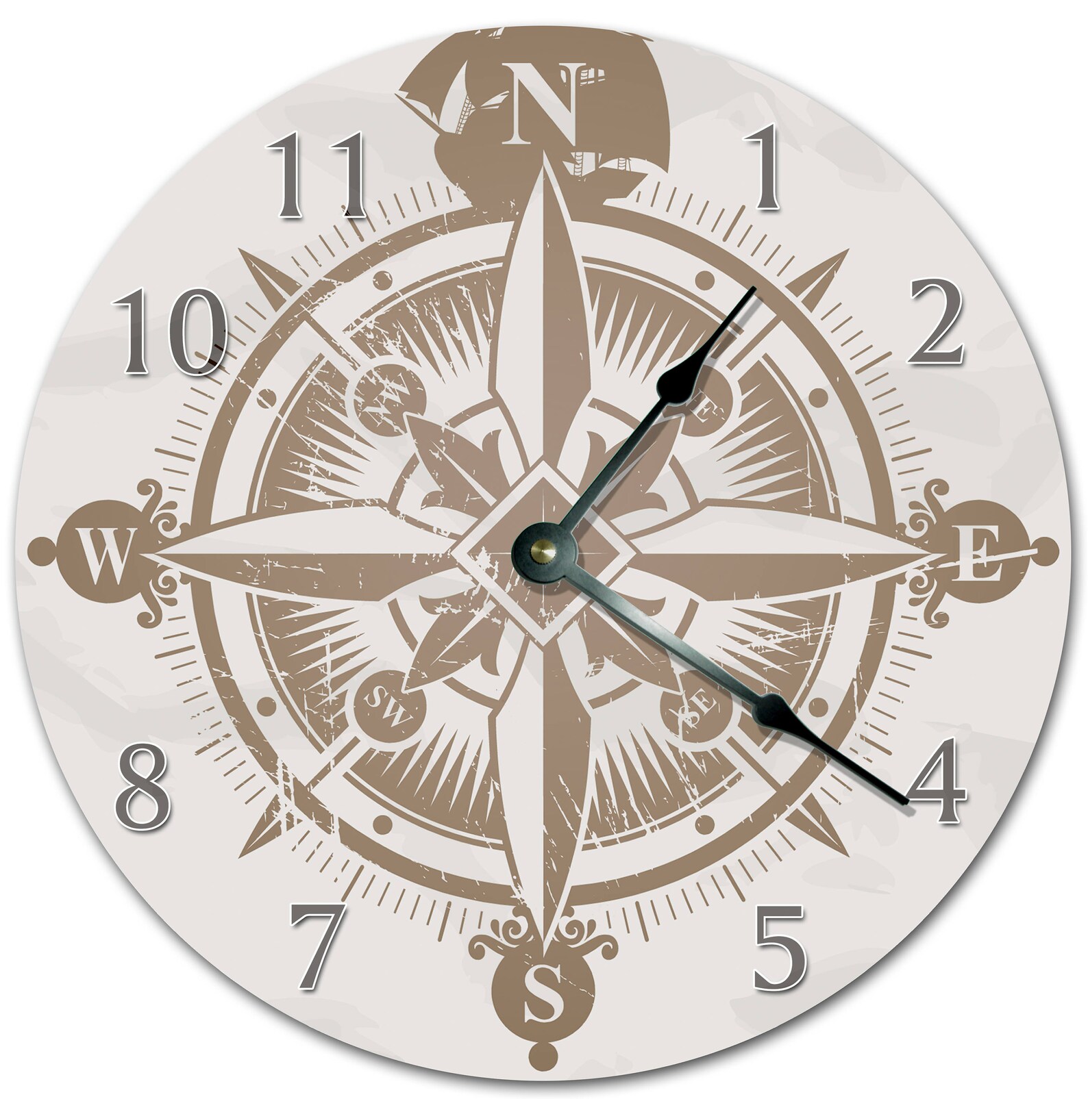 10.5 ELEGANT COMPASS ART Clock Living Room Clock - Etsy