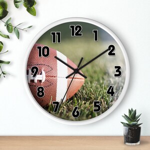 10 Silent Wall Clocks FOOTBALL WALL CLOCK Personalized Wall Decor ...