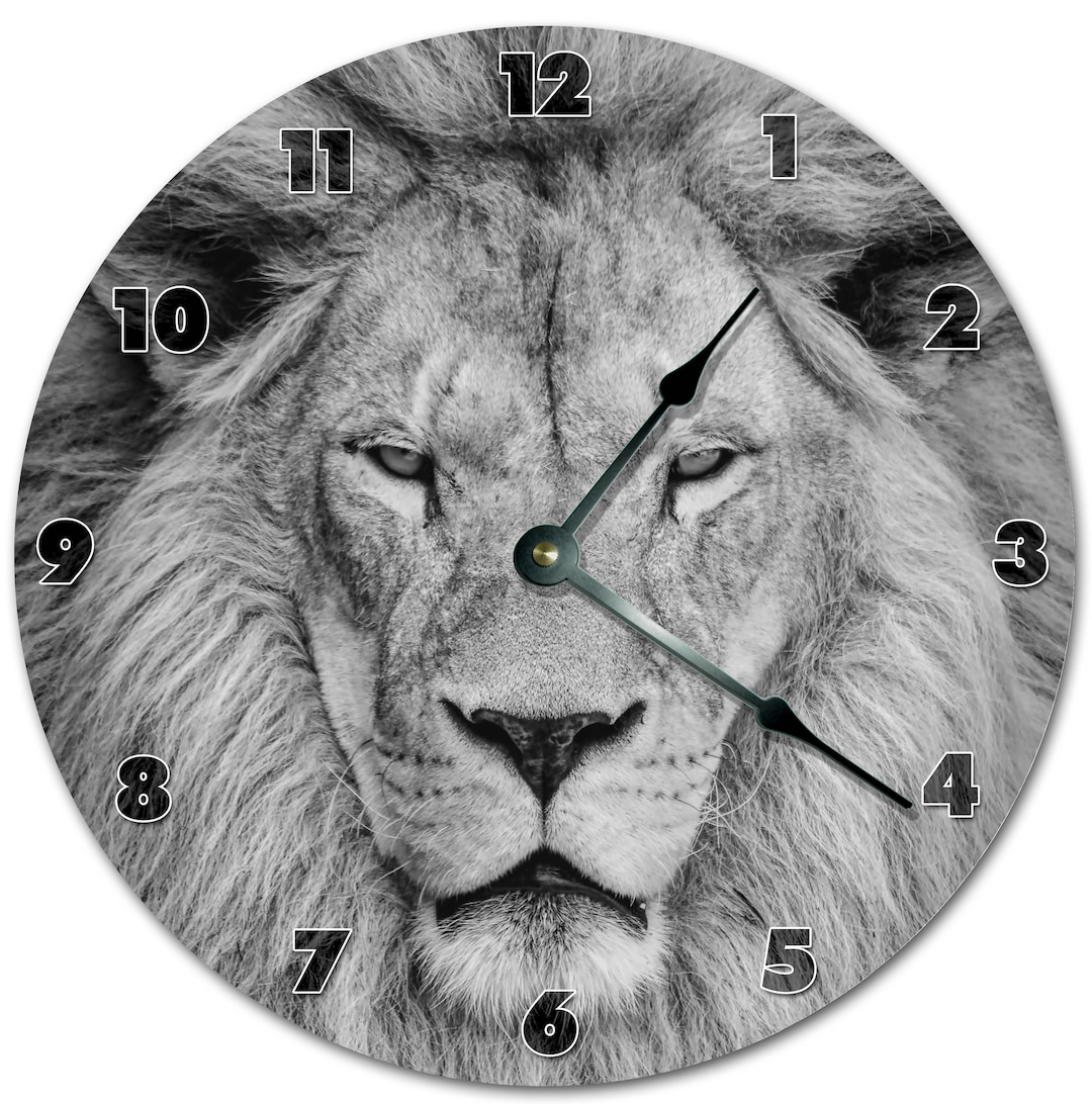 10.5 Majestic Black and White LION Clock Living Room Clock Large 10.5 ...