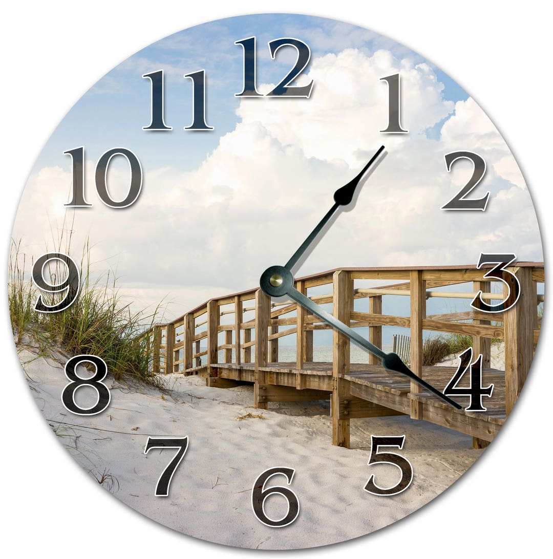 10.5 BRIDGE on THE BEACH Clock Living Room Clock Large 10.5 Wall Clock ...