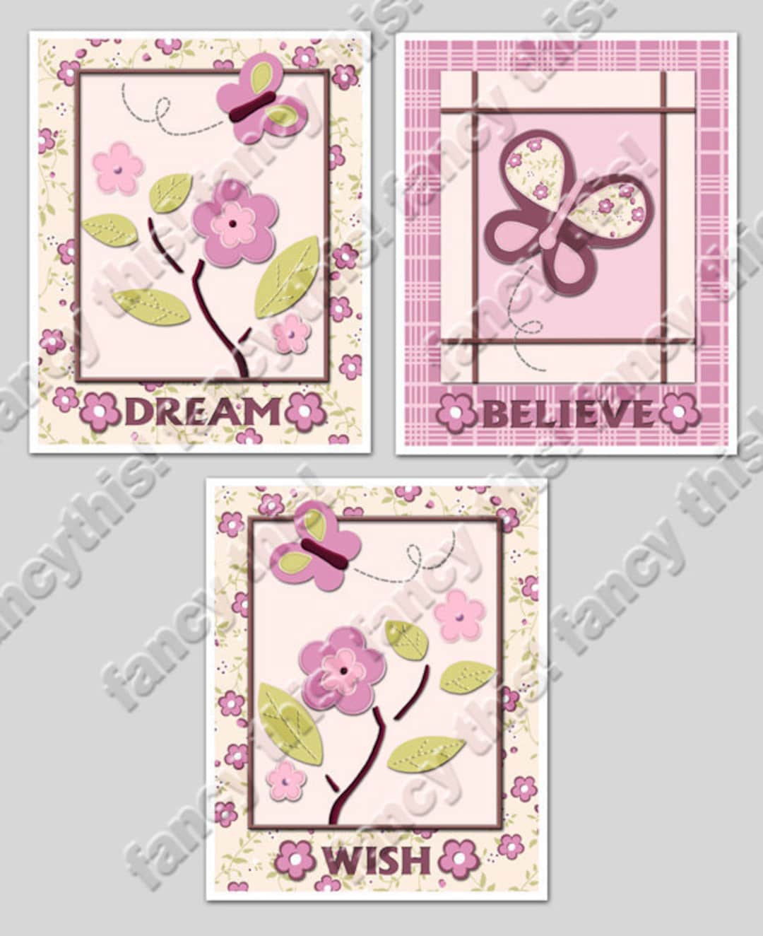 SUGAR PLUM 8x10 Baby Nursery Art Prints, Set of 3 Includes a Butterfly ...