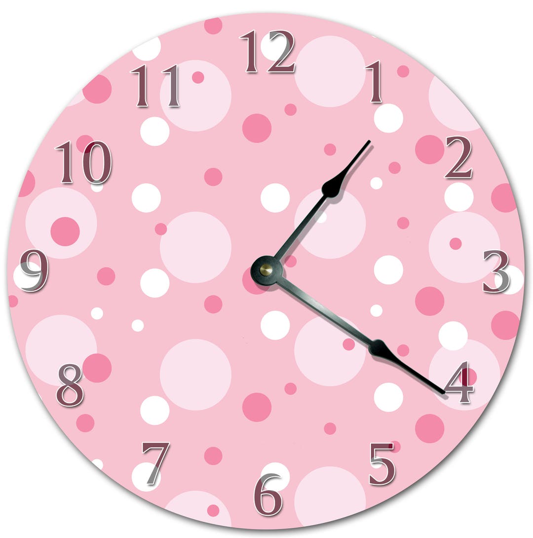 Pink Polka Dot Clock: 10.5" Modern Living Room Decor - Etsy