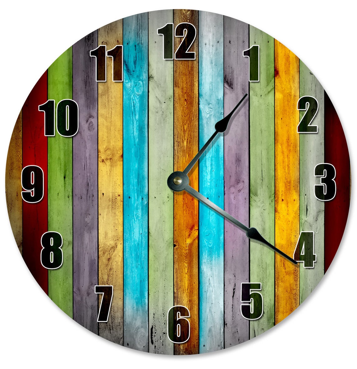 10.5 COLORED WOOD BOARDS Clock Living Room Clock | Etsy
