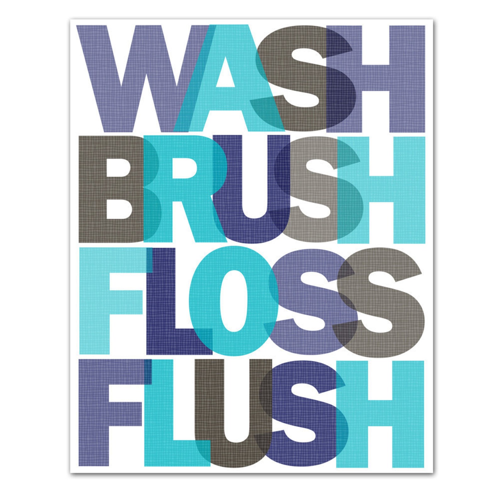 Wash Brush Floss Flush Art Poster With Your Custom Colors | Etsy