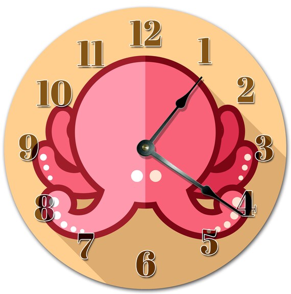 10.5 PINK OCTOPUS CARTOON Clock Living Room Clock | Etsy