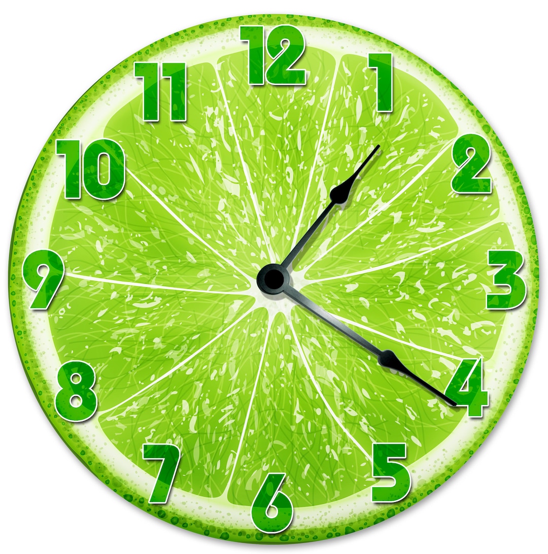10.5 LIME Clock GREEN Clock Living Room Clock Large 10.5 Wall Clock ...