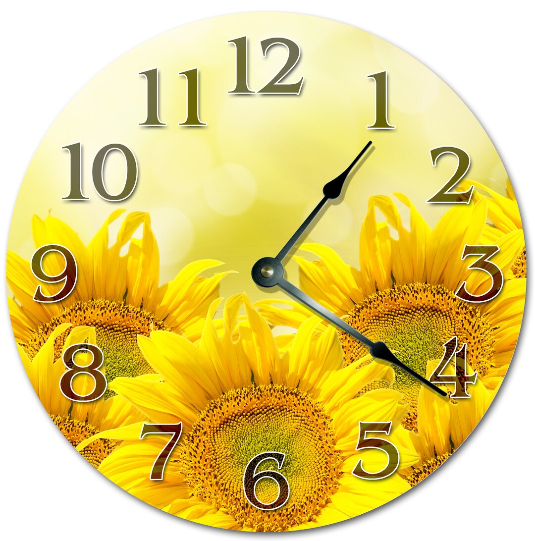 10.5" SUNFLOWER Clock - Living Room Clock - Large 10.5" Wall Clock ...