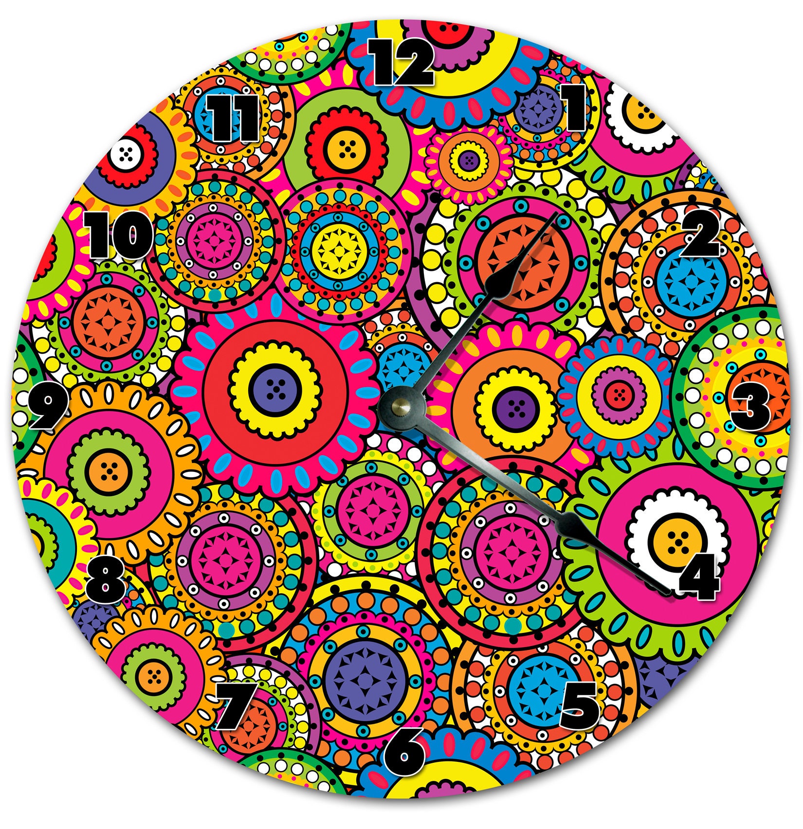 CUSTOM WALL CLOCK Home Decor Clock Colorful Large Wall Clock | Etsy