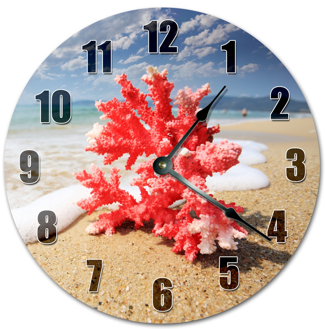 10.5" PINK CORAL Clock - Living Room Clock - Large 10.5" Wall Clock ...