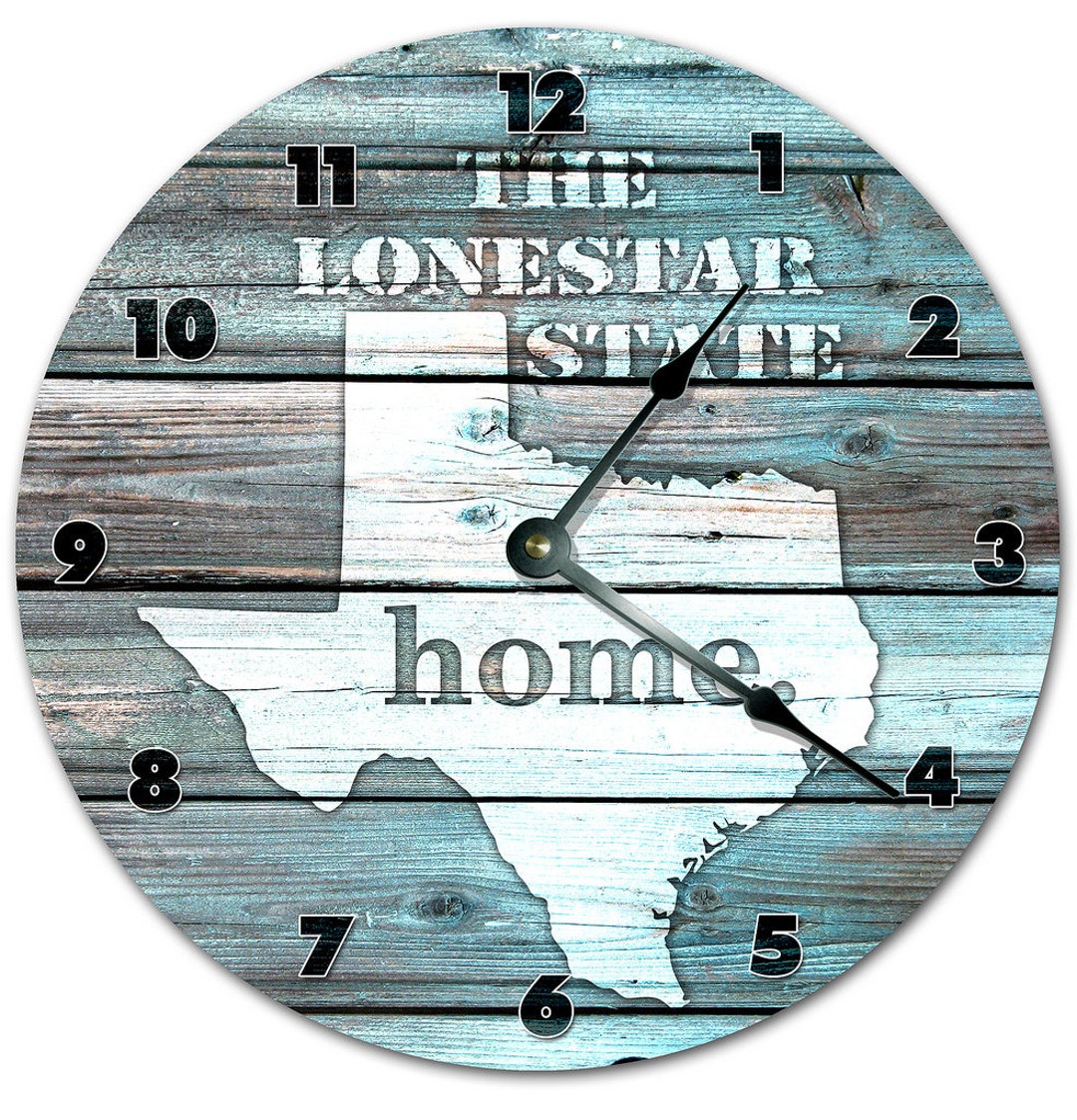 10.5" TEXAS TEAL RUSTIC State Clock - Large 10.5 Inch Wall Clock ...