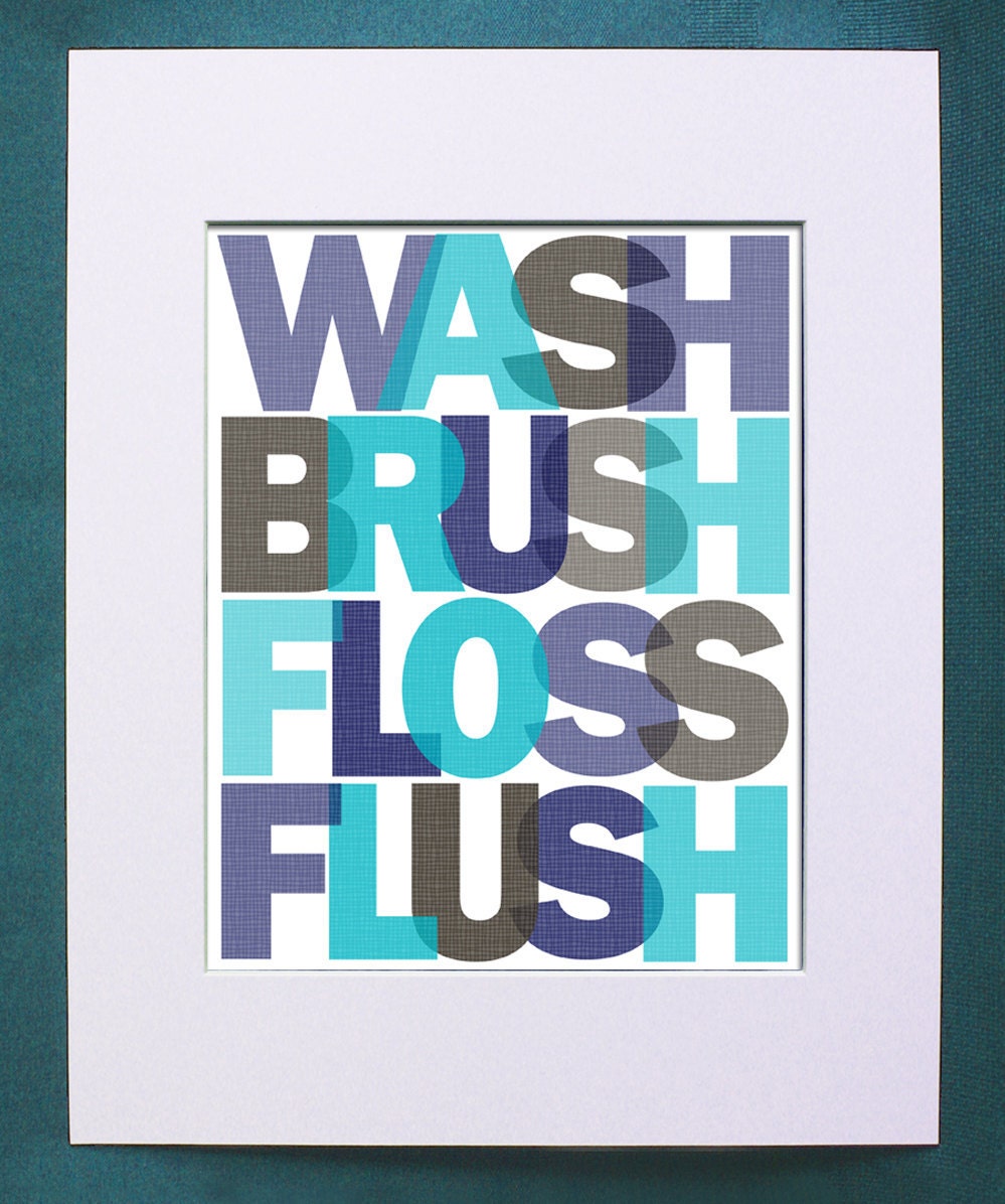 Wash Brush Floss Flush Art Poster with your custom colors | Etsy