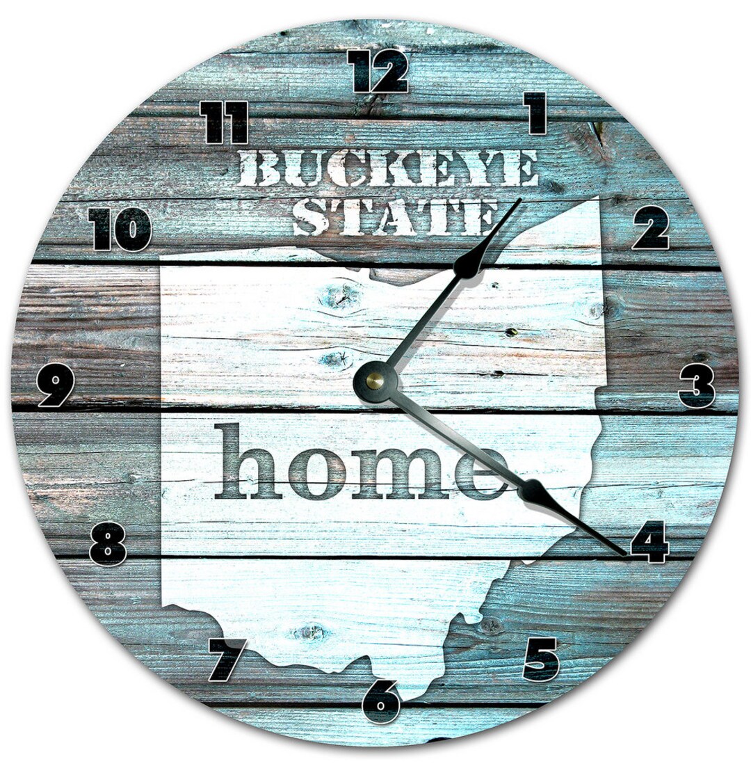 10.5" OHIO TEAL RUSTIC State Clock - Large 10.5 Inch Wall Clock ...