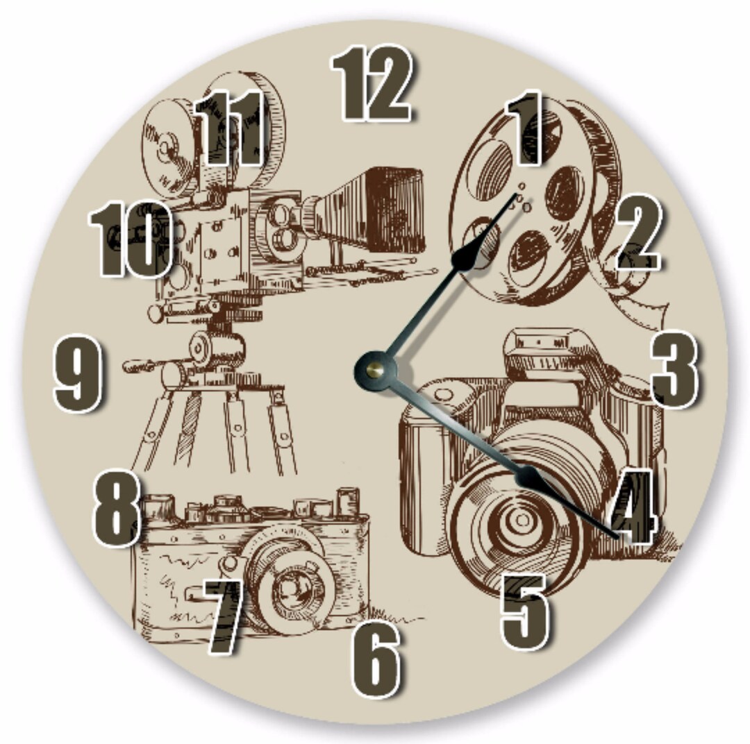 10.5" GENERATION of CAMERA and FILM Clock - Living Room Clock - Large ...