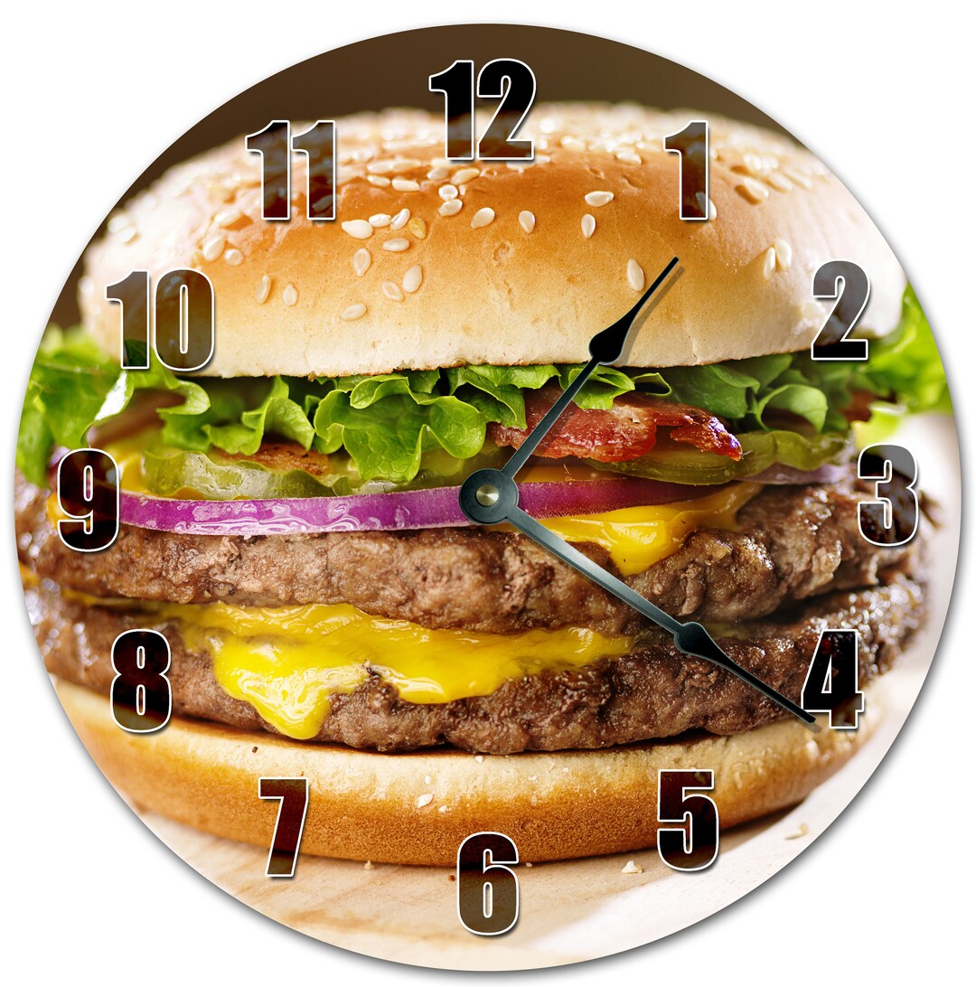 10.5 DELICIOUS HAMBURGER Clock Living Room Clock Large 10.5 Wall Clock ...