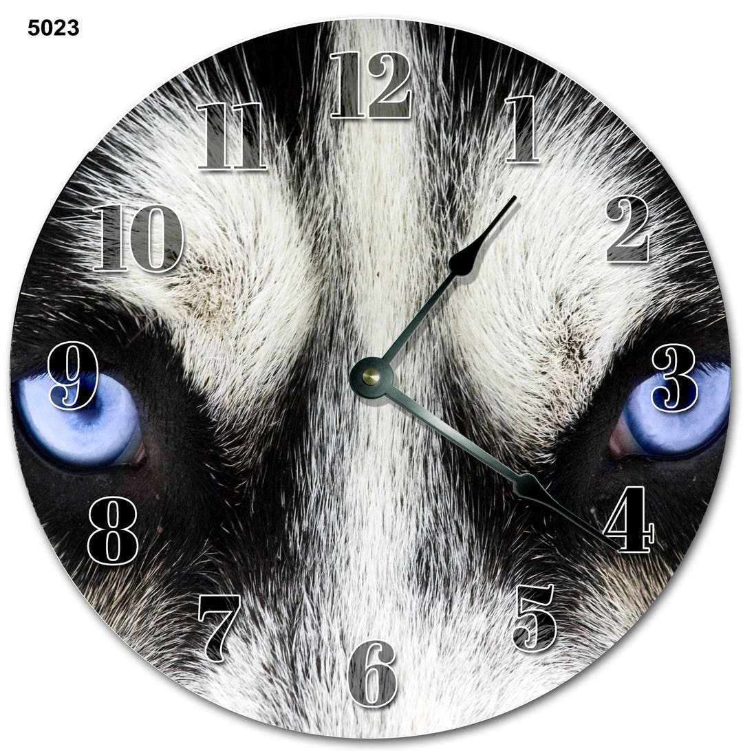 10.5" MAJESTIC HUSKY FACE Clock - Living Room Clock - Large 10.5" Wall ...