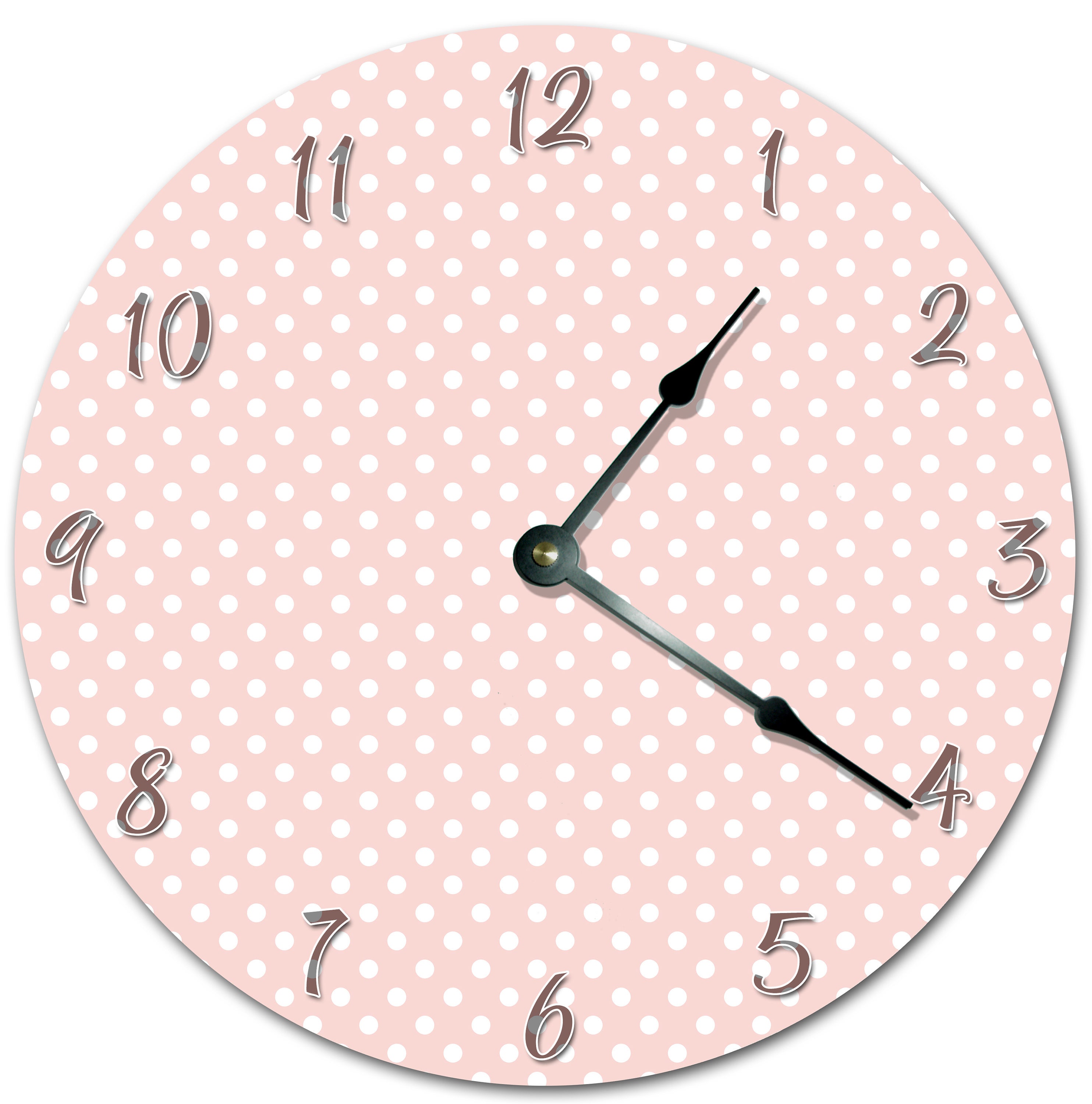 10.5 White POLKA Dots PINK Clock Living Room Clock | Etsy