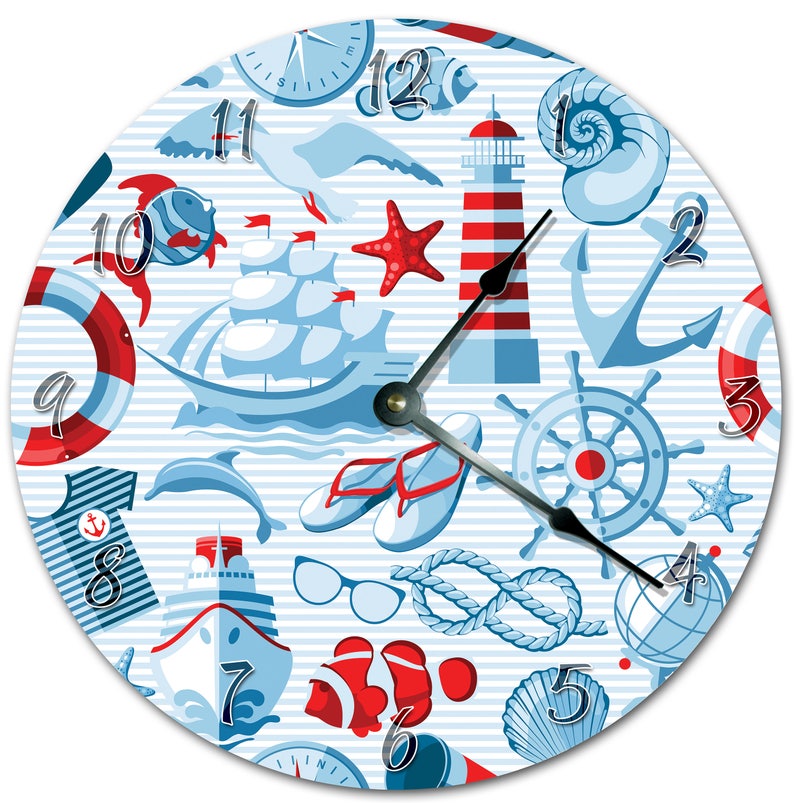 10.5 Cartoon Art About the SEA Clock Living Room Clock - Etsy