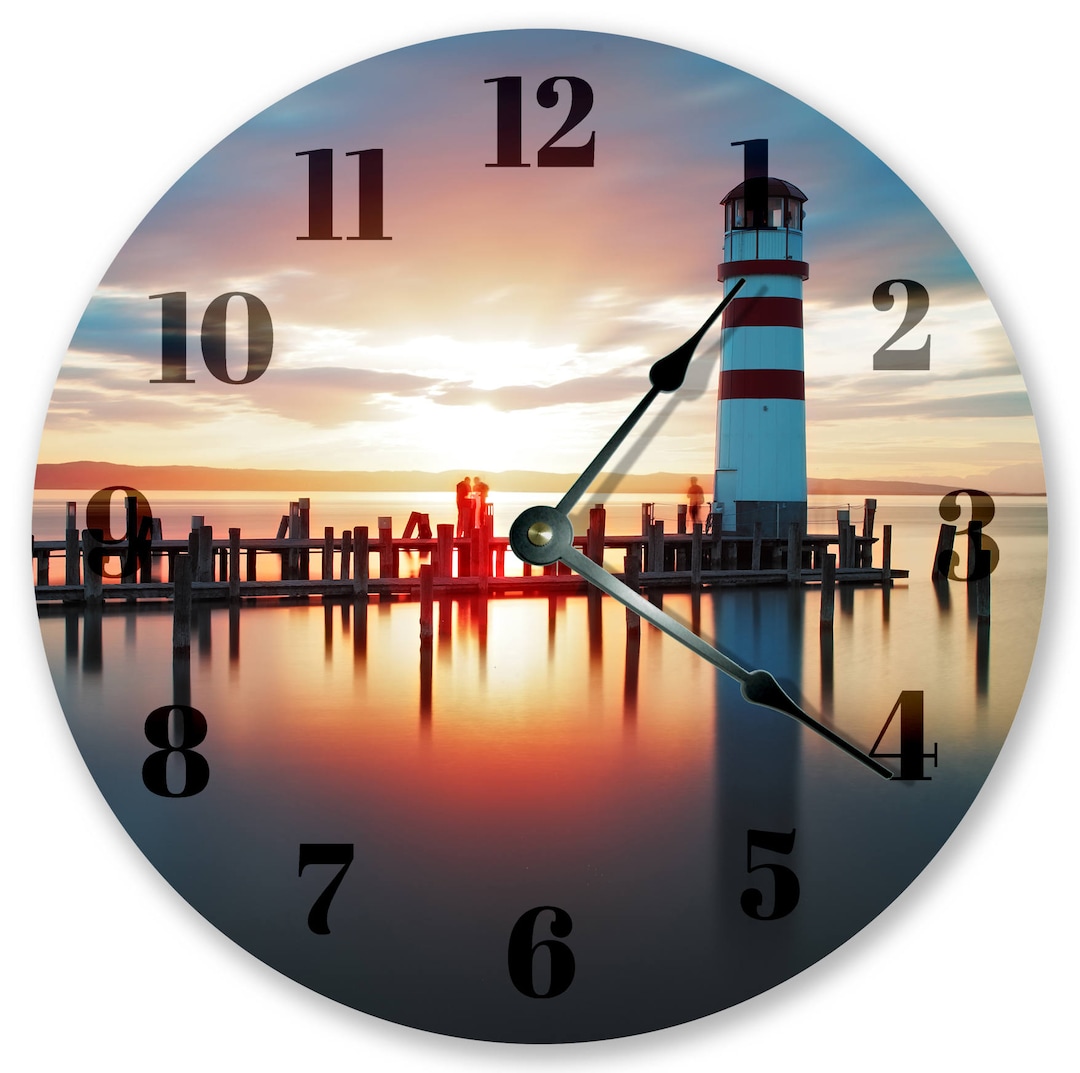 10.5" Bay Lighthouse - Large 10.5" Wall Clock - Home Décor Clock - 3355 ...