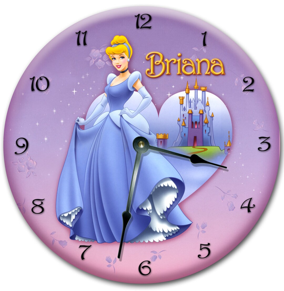 10.5 Wall Clock Wall Decoration CINDERELLA Wall Clock Nursery Art Clock ...