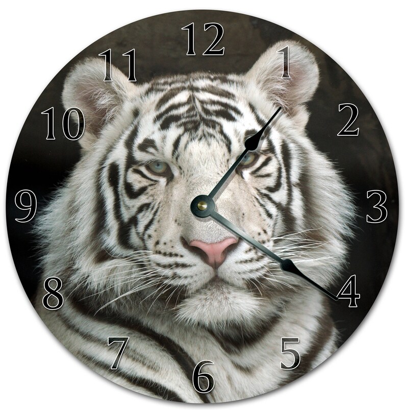 10.5 WHITE BENGAL TIGER Clock Living Room Clock | Etsy
