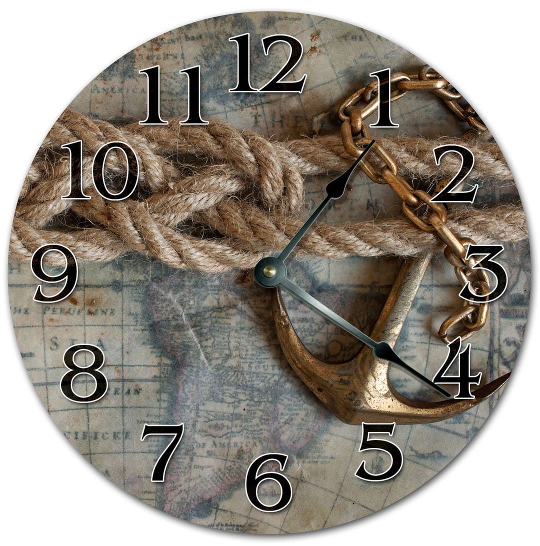 10.5 RUSTY SAILORS ANCHOR Clock Living Room Clock Large 10.5 Wall Clock ...