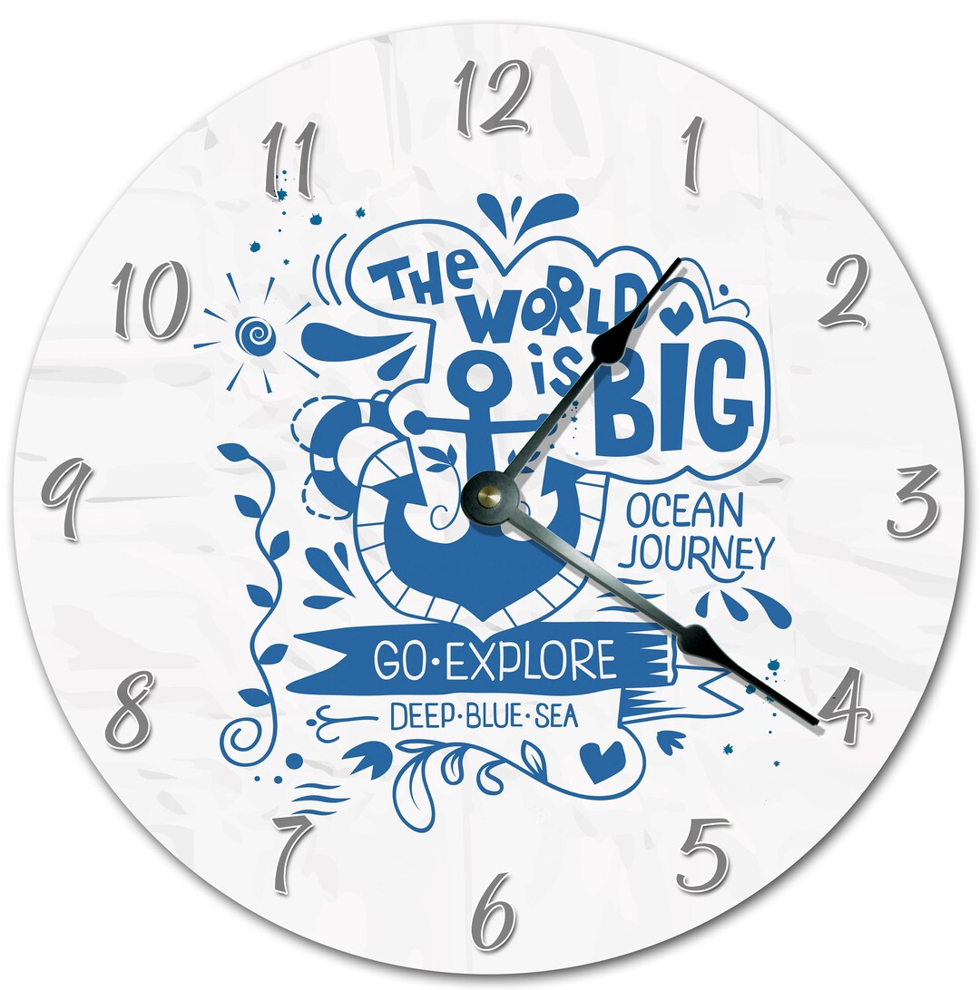 10.5 OCEAN JOURNEY Clock Words Clock Living Room Clock Large 10.5 Wall ...
